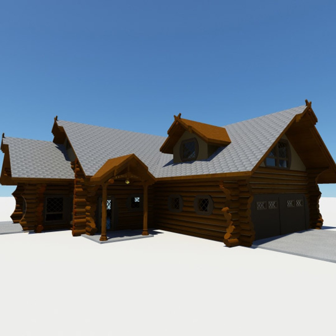3d shire log home model