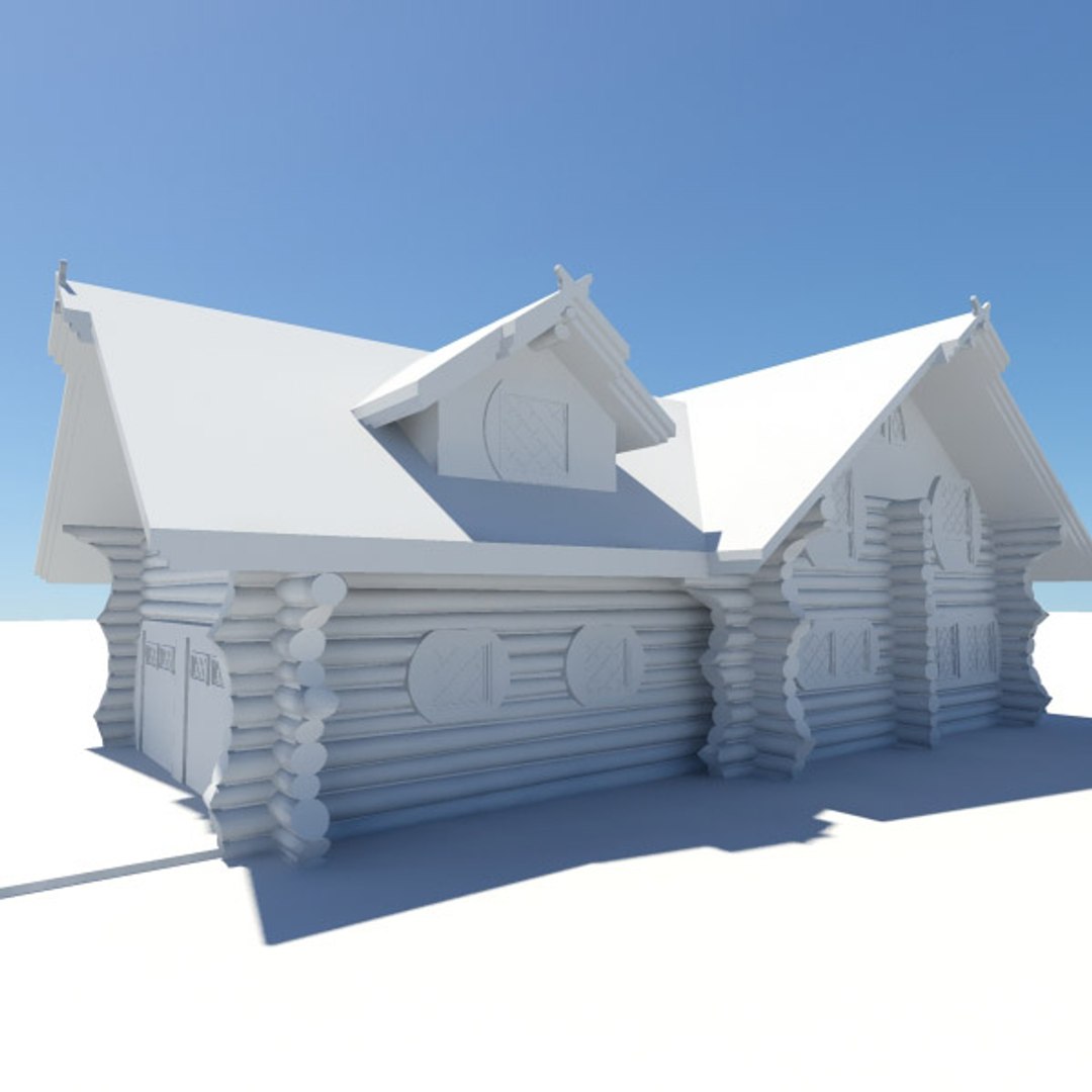 3d shire log home model