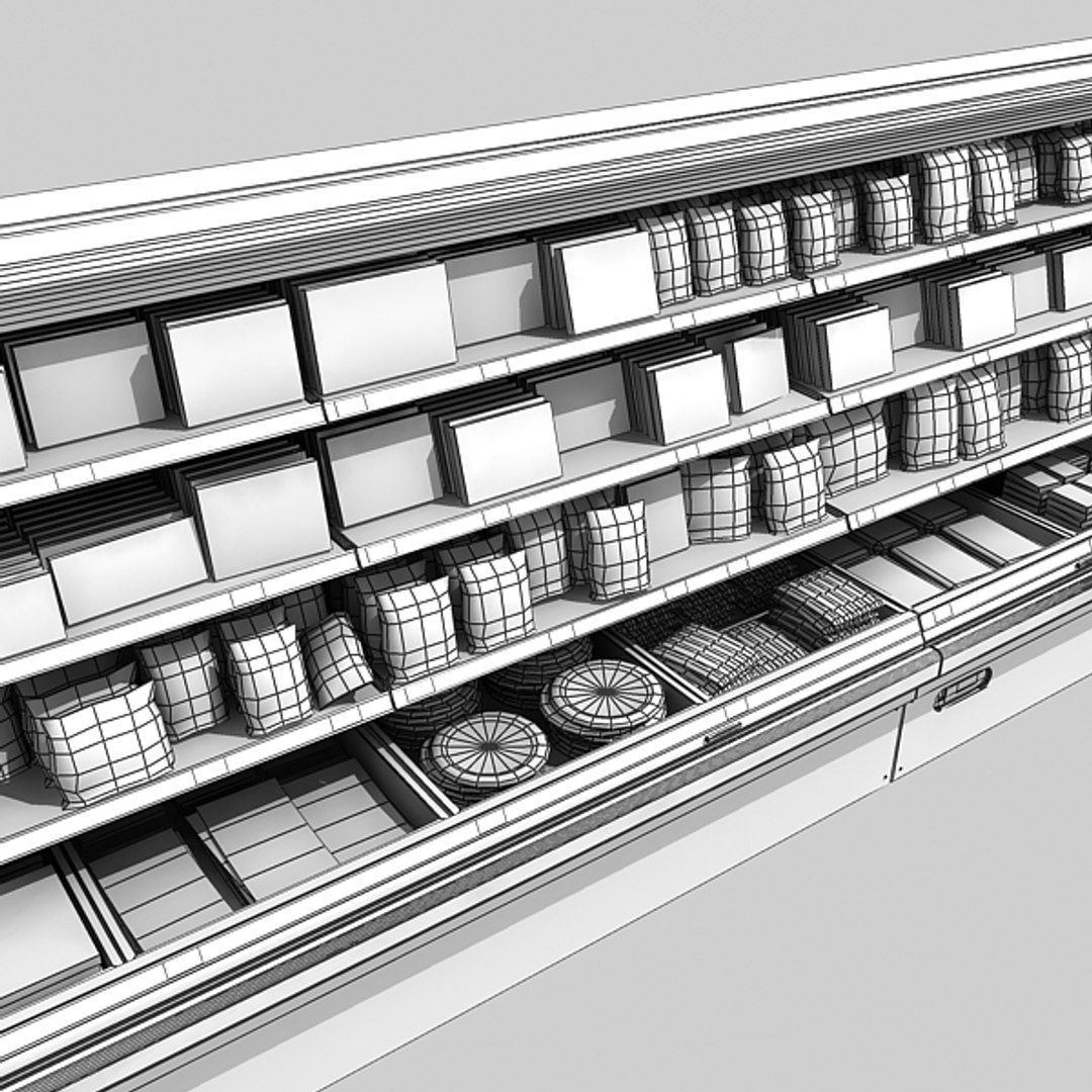 supermarket filled refrigerator 3d model