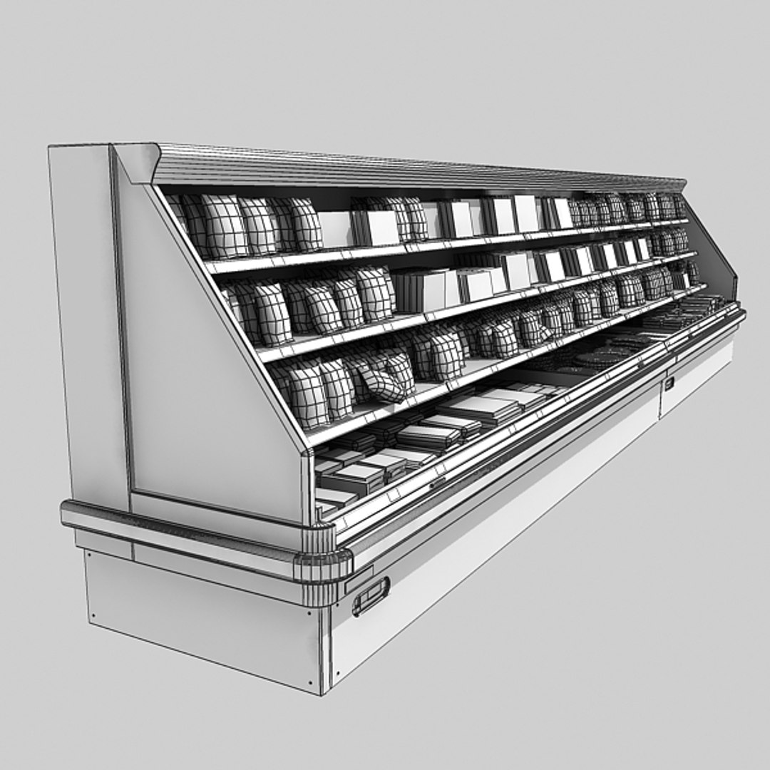 supermarket filled refrigerator 3d model