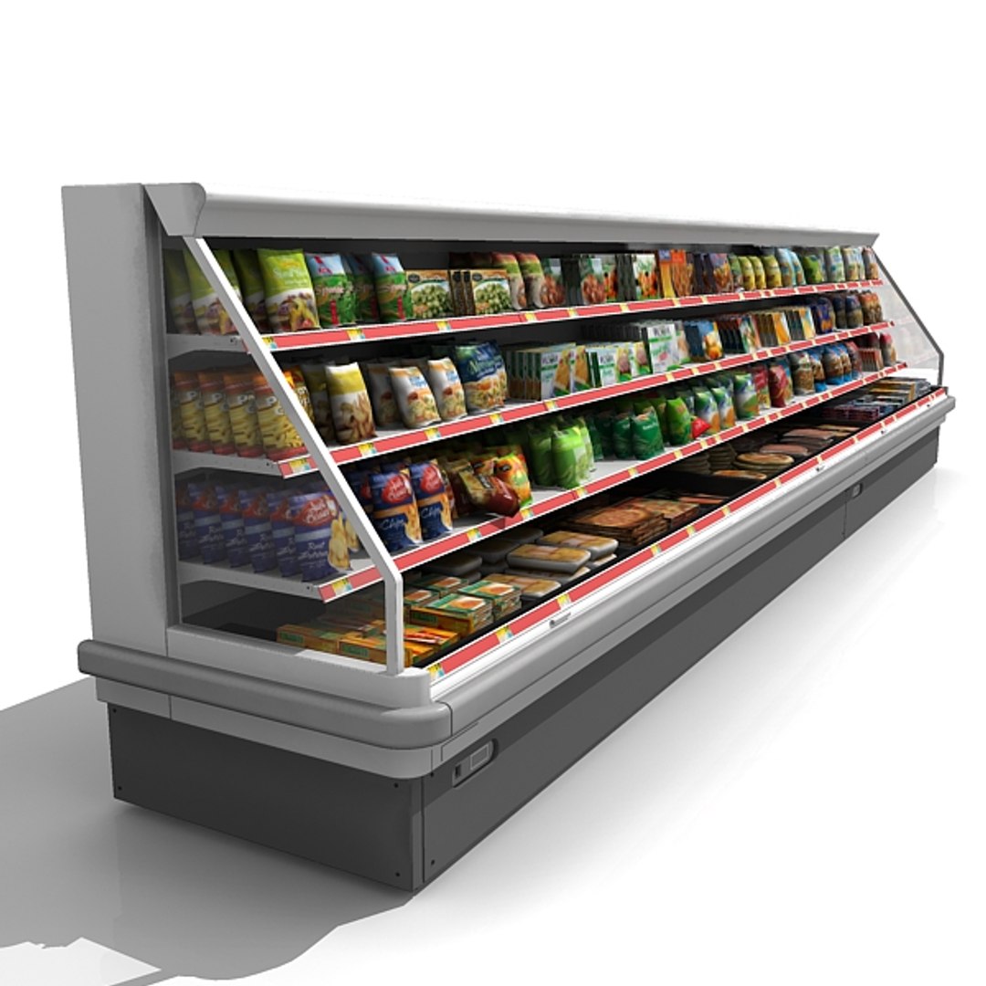 Supermarket Filled Refrigerator 3d Model
