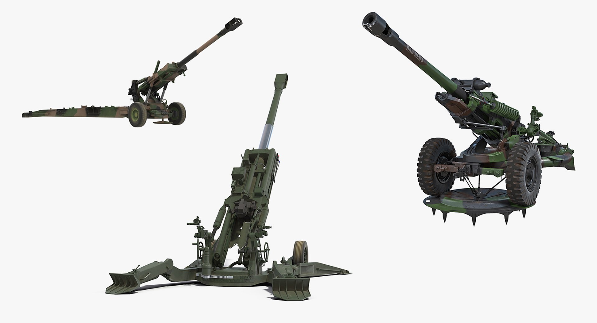 3D rigged howitzers model - TurboSquid 1340176