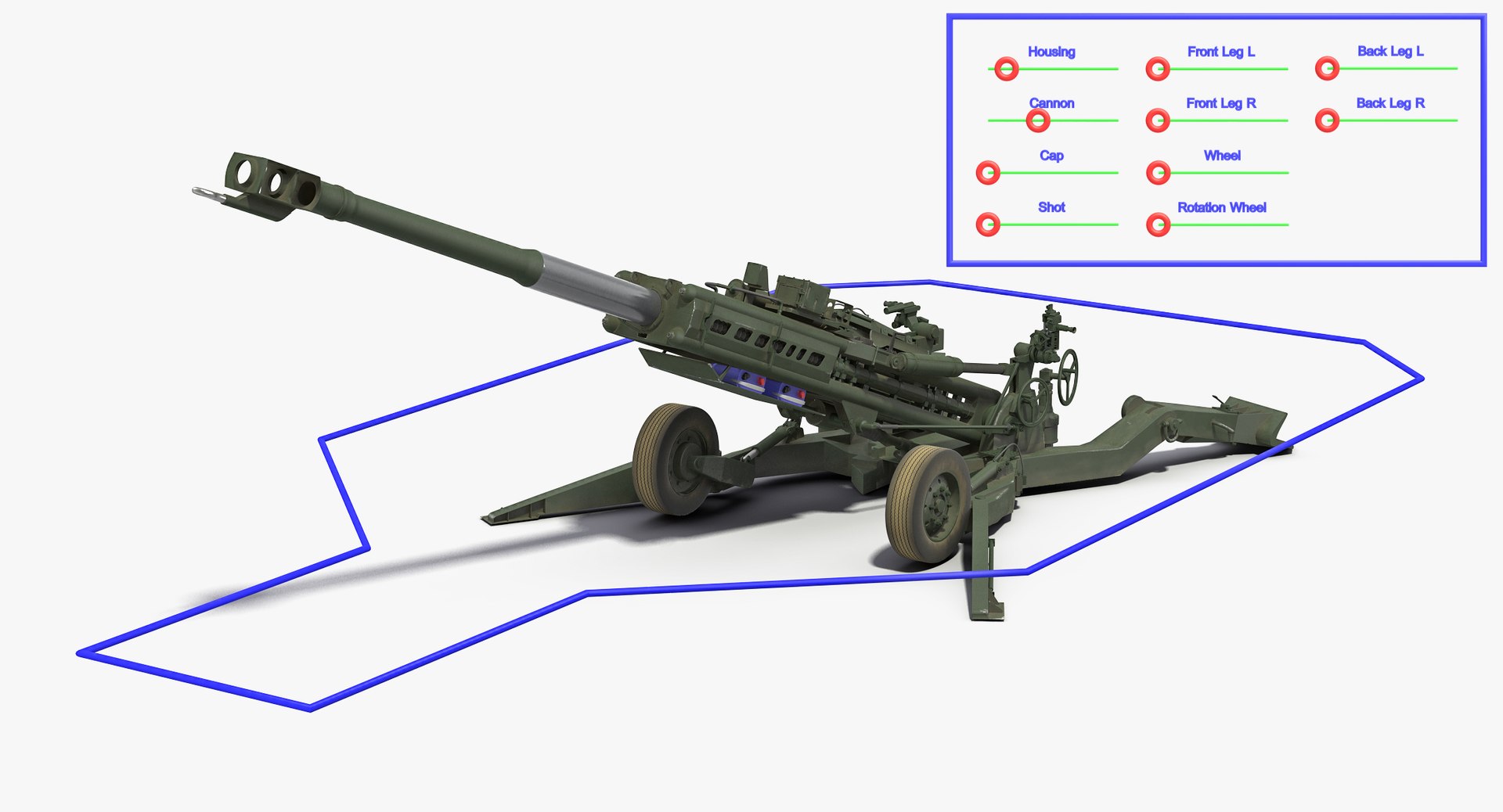3D rigged howitzers model - TurboSquid 1340176