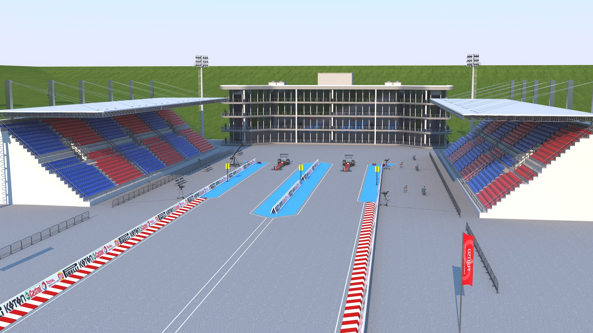 3D Dragway Stadium And F1 Race Track Model - TurboSquid 1793197