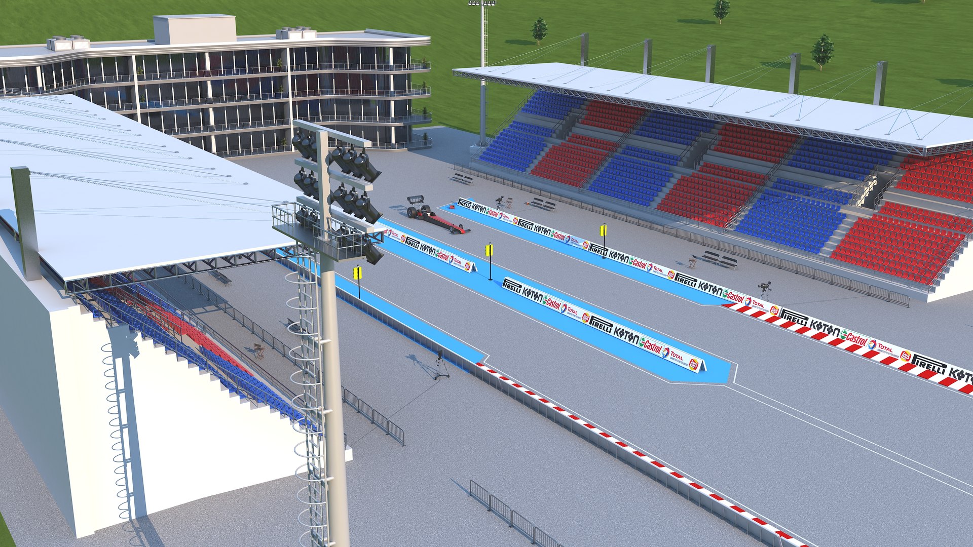 3D Dragway Stadium And F1 Race Track Model - TurboSquid 1793197