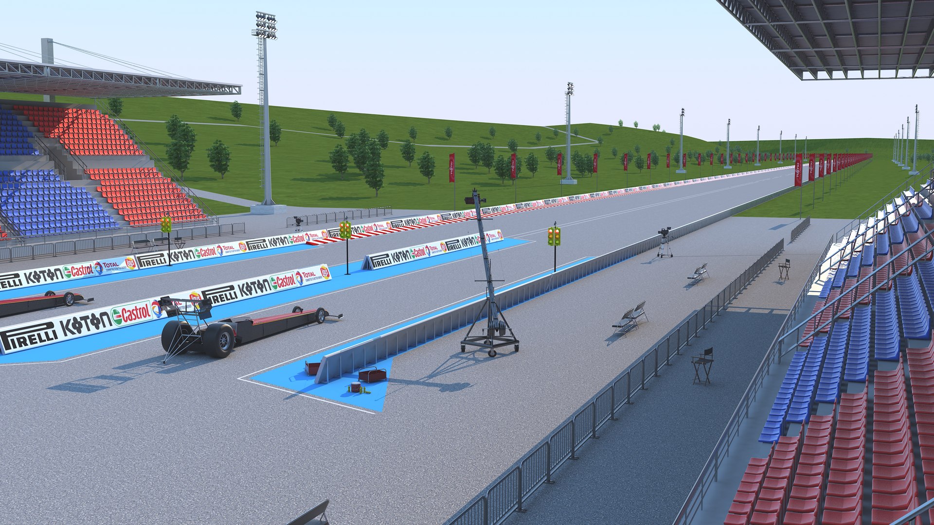 3D Dragway Stadium And F1 Race Track Model - TurboSquid 1793197