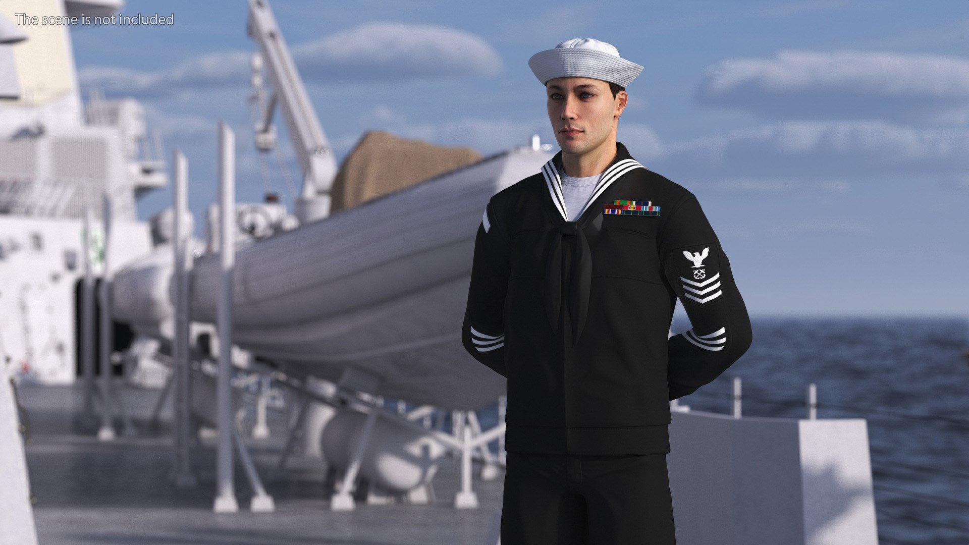 3D US Navy Sailor In Black Uniform Rigged Model - TurboSquid 2392429