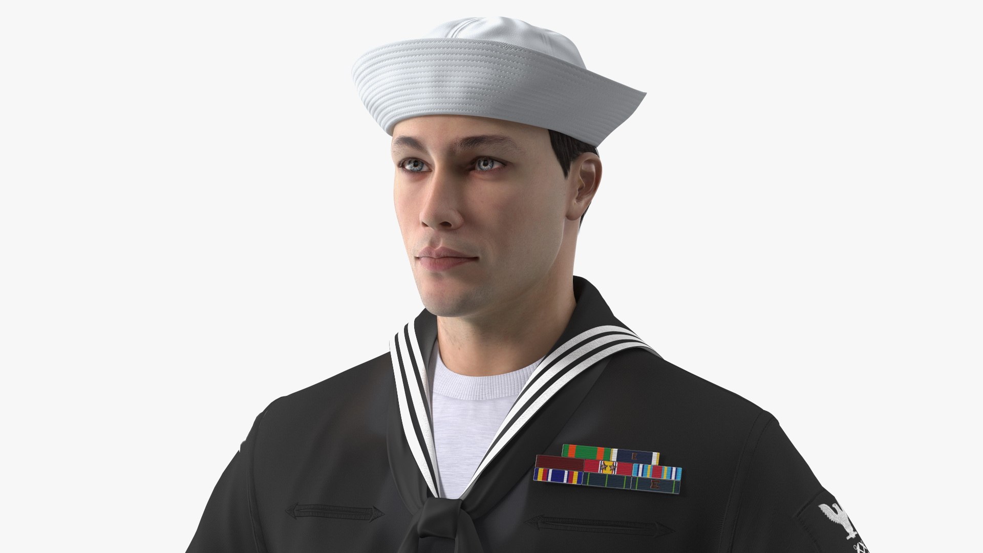 3D US Navy Sailor In Black Uniform Rigged Model - TurboSquid 2392429