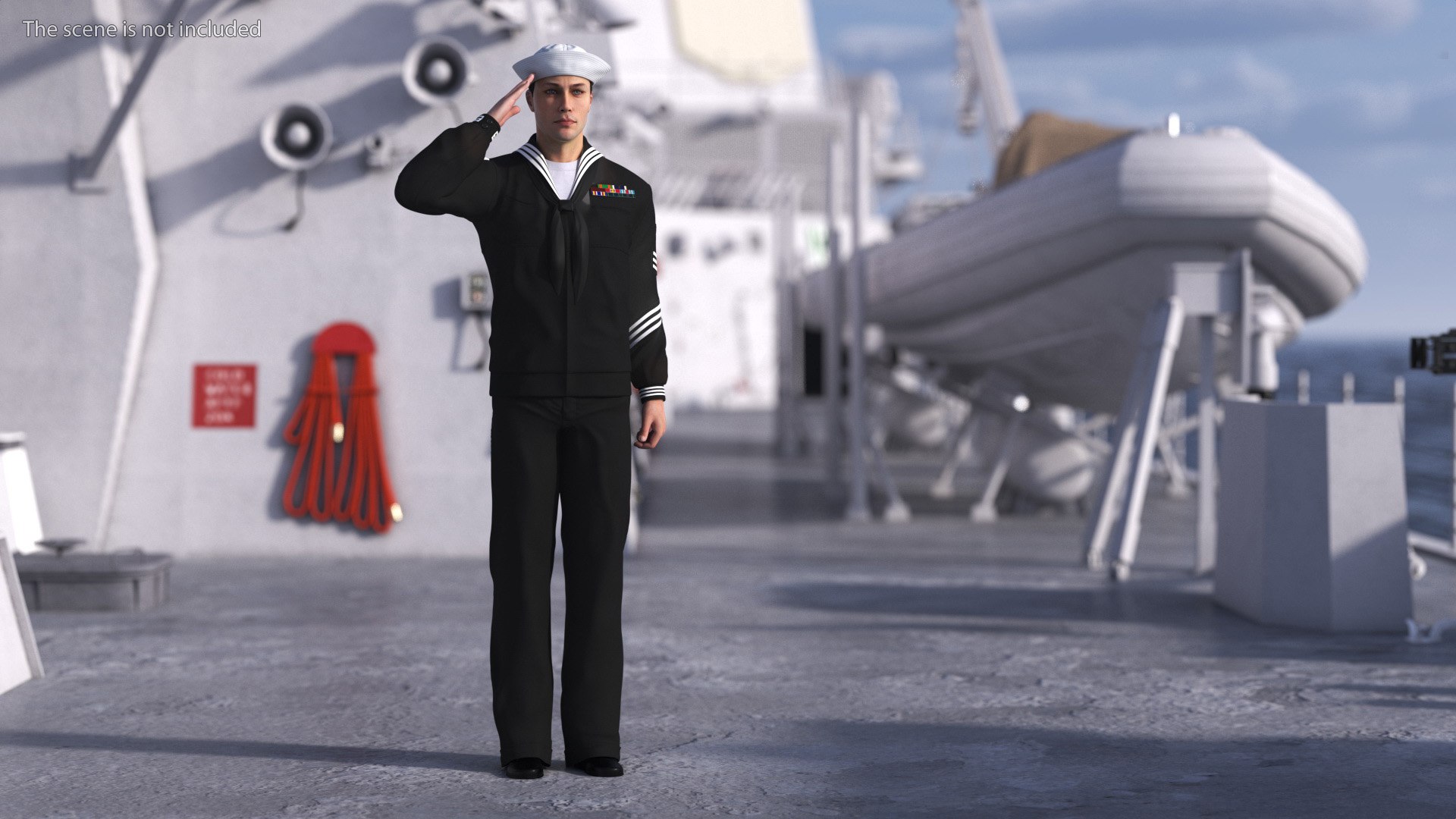 3D US Navy Sailor In Black Uniform Rigged Model - TurboSquid 2392429