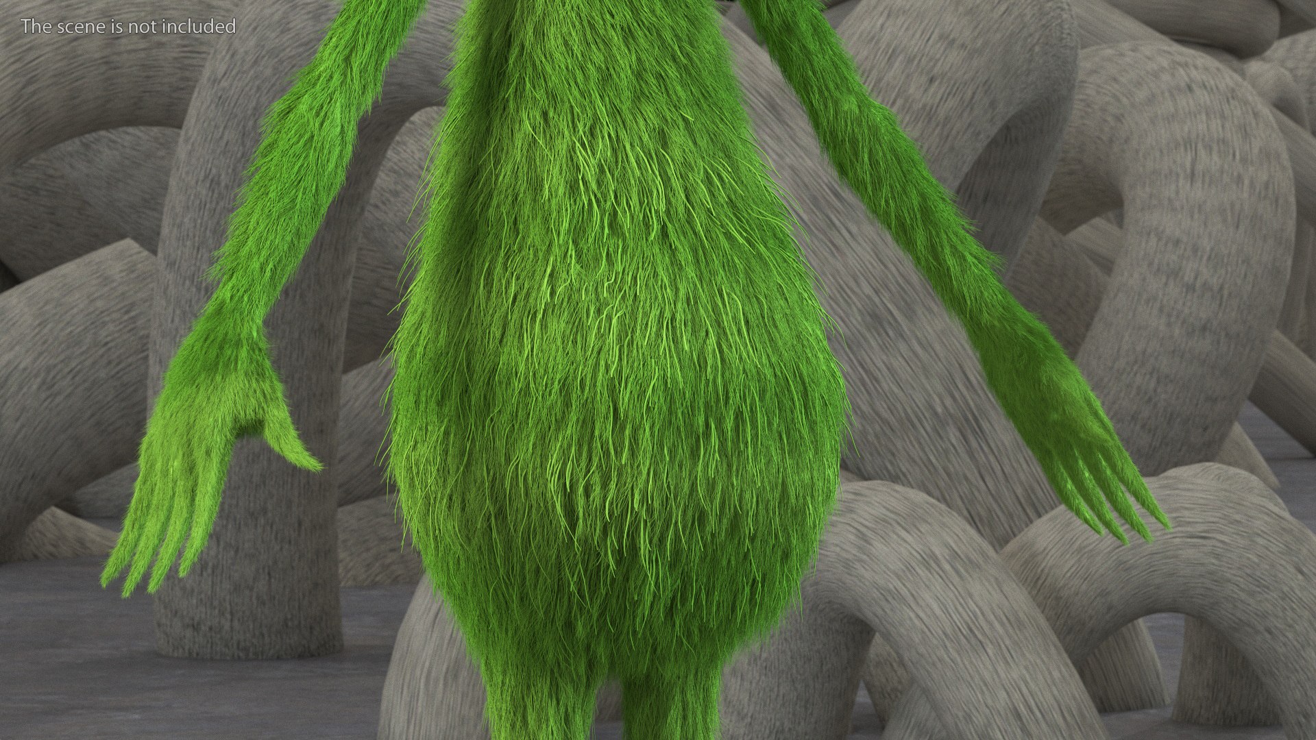 3D Cartoon Grinch Character with Fur Rigged - TurboSquid 2115262