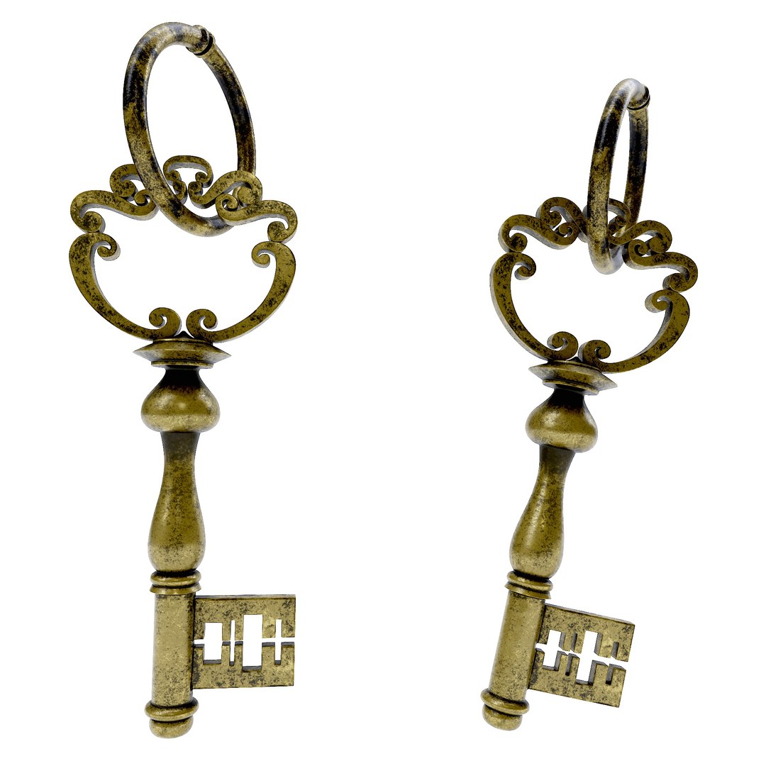 3D Antique vintage brass key - TurboSquid 1976538