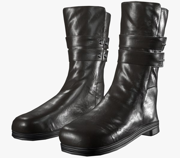 modelo 3d Bota de cuero negro 4 PBR - TurboSquid 1383873