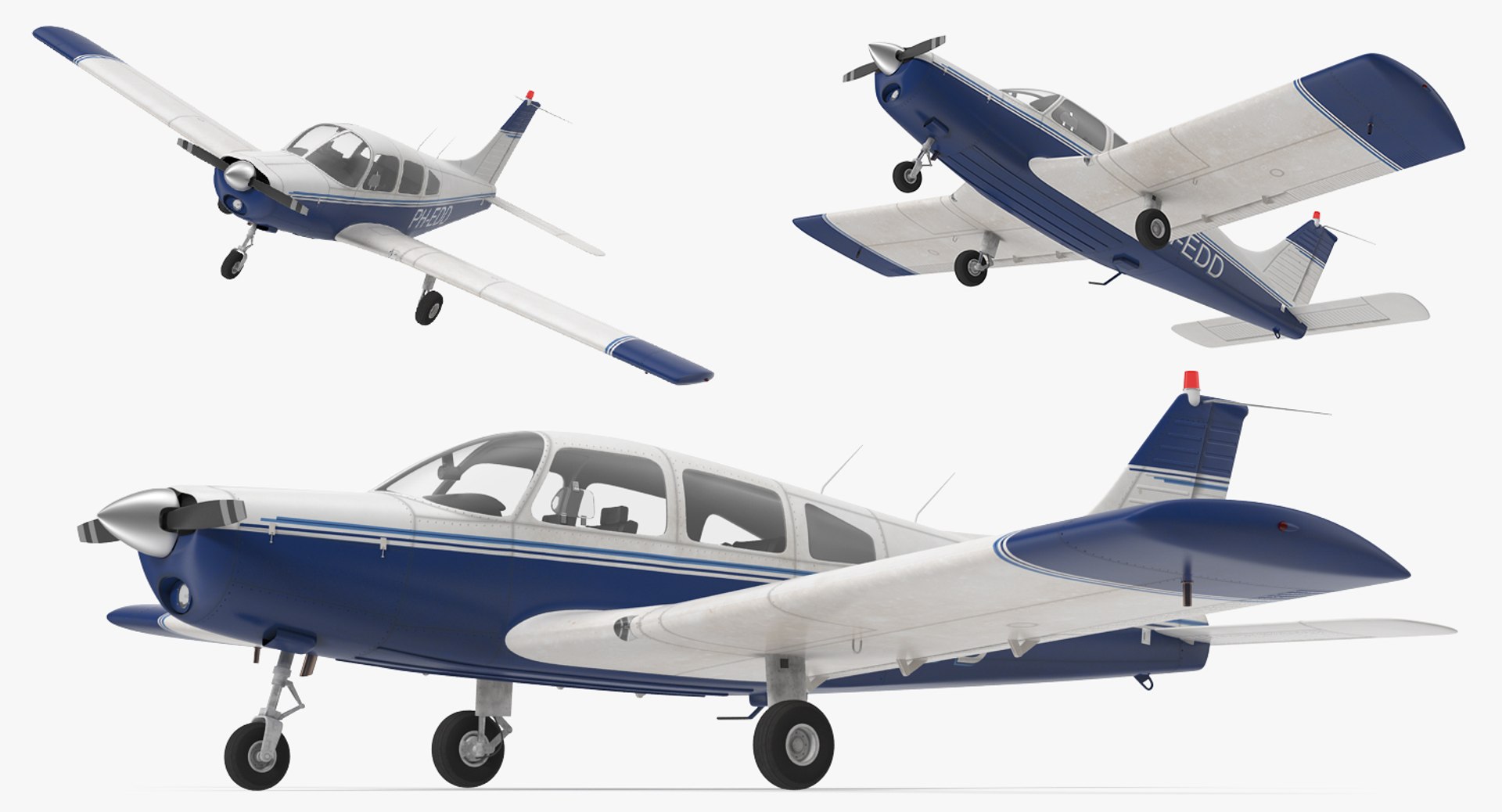 3d Light Aircraft Piper Cherokee Model
