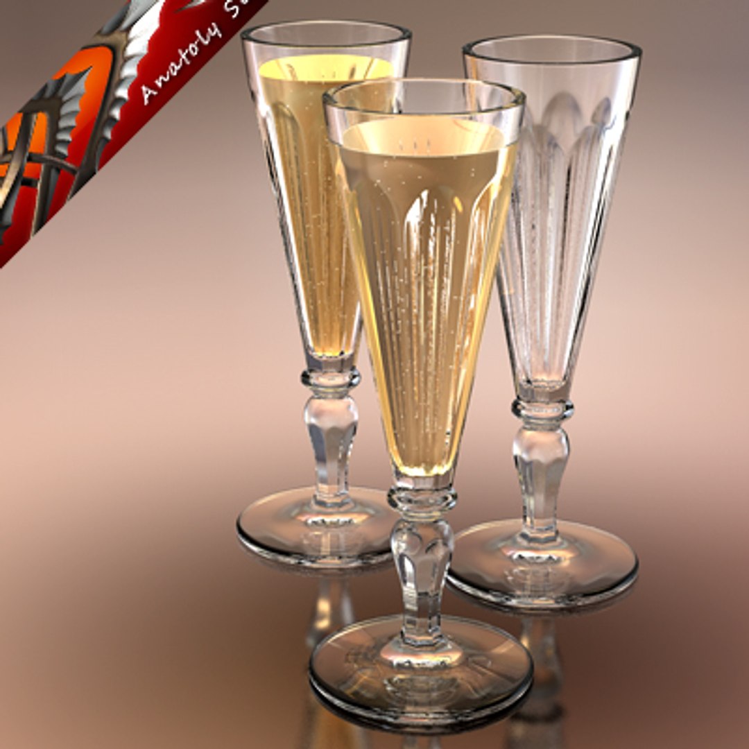 Glass Champagne 3d Model