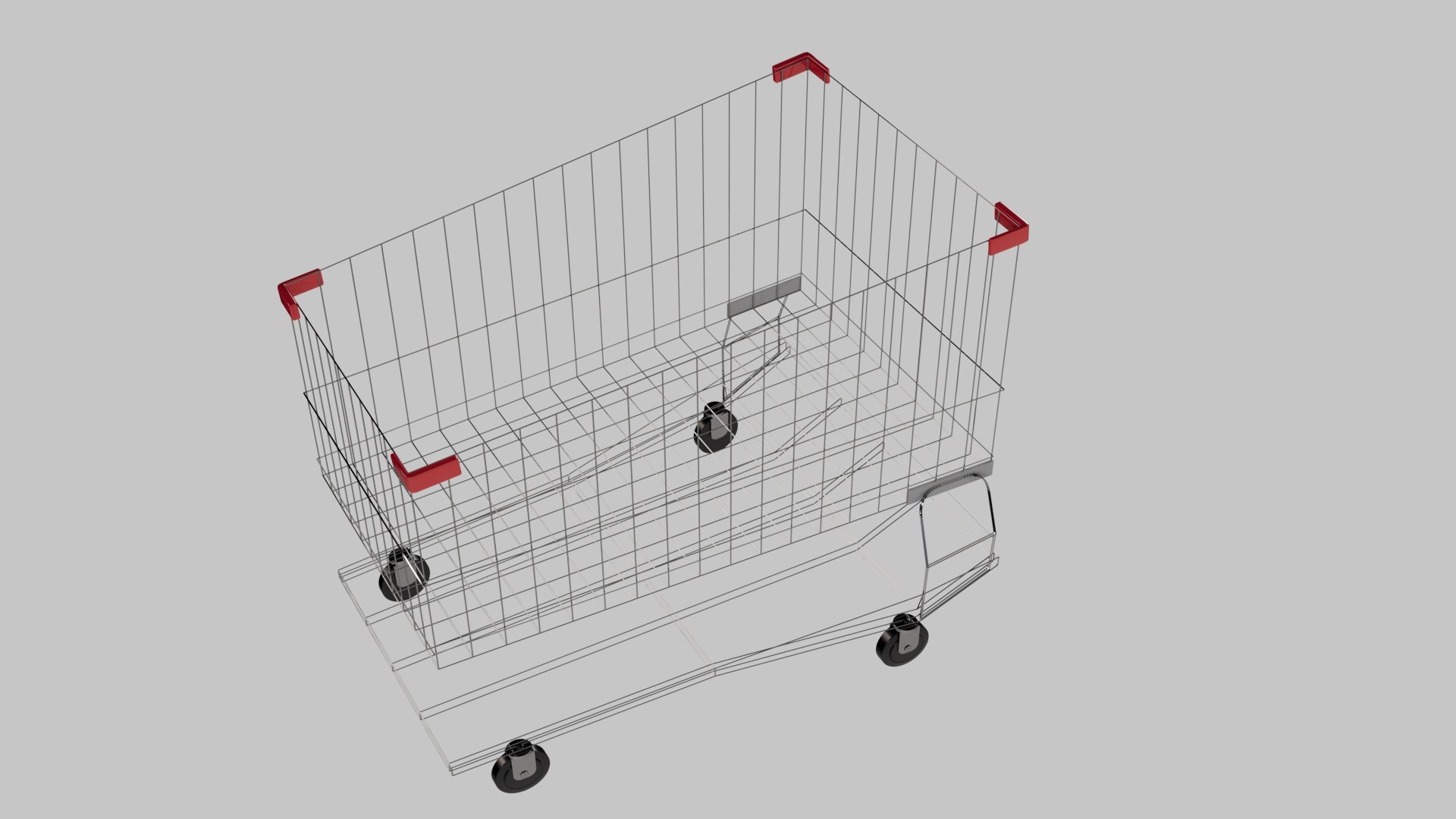 Supermarket Shopping Cart 3D Realistic Design With Wheels Model ...