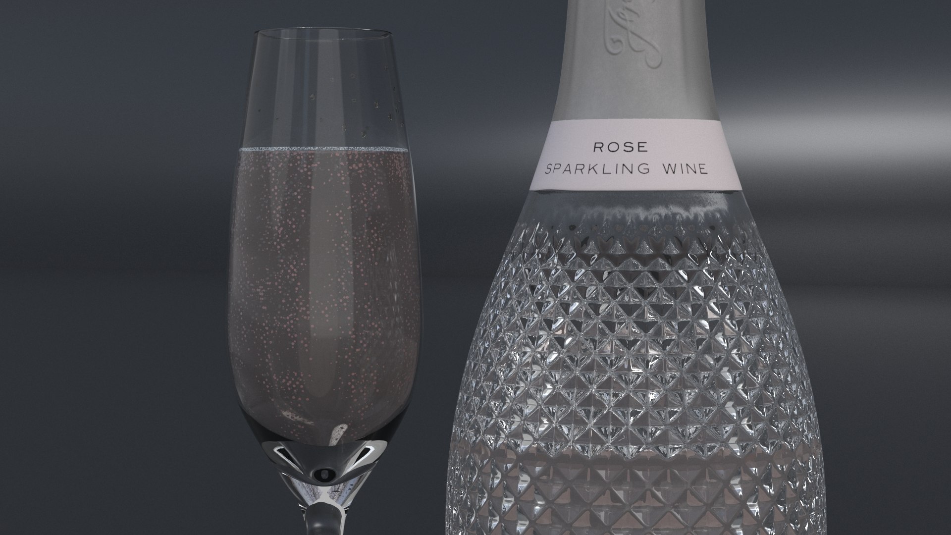 Freixenet Italian Rose Sparkling Wine And Glass 3D - TurboSquid 2295514