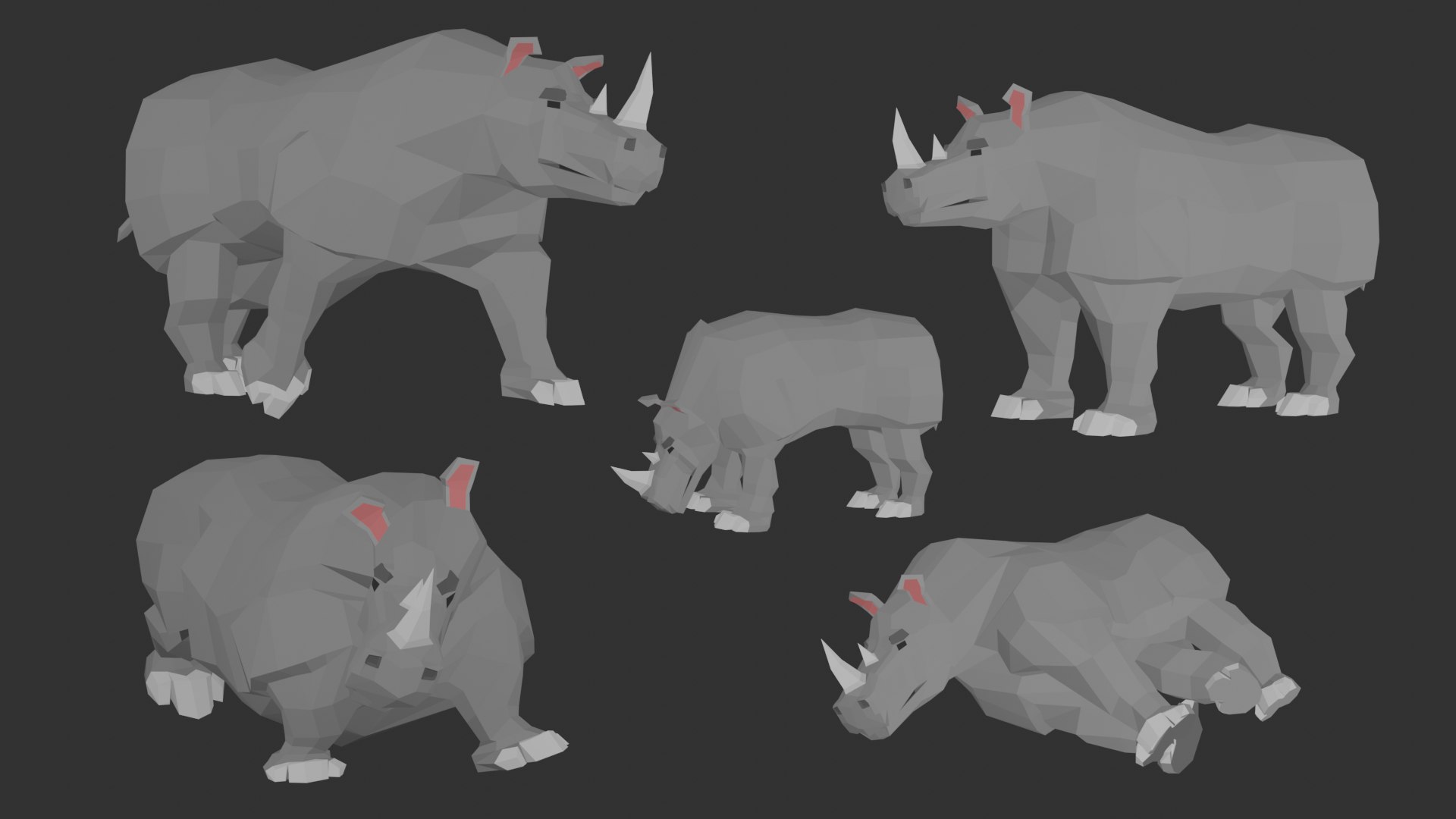 3D LOW POLY Rhino - ANIMATED - TurboSquid 2159471