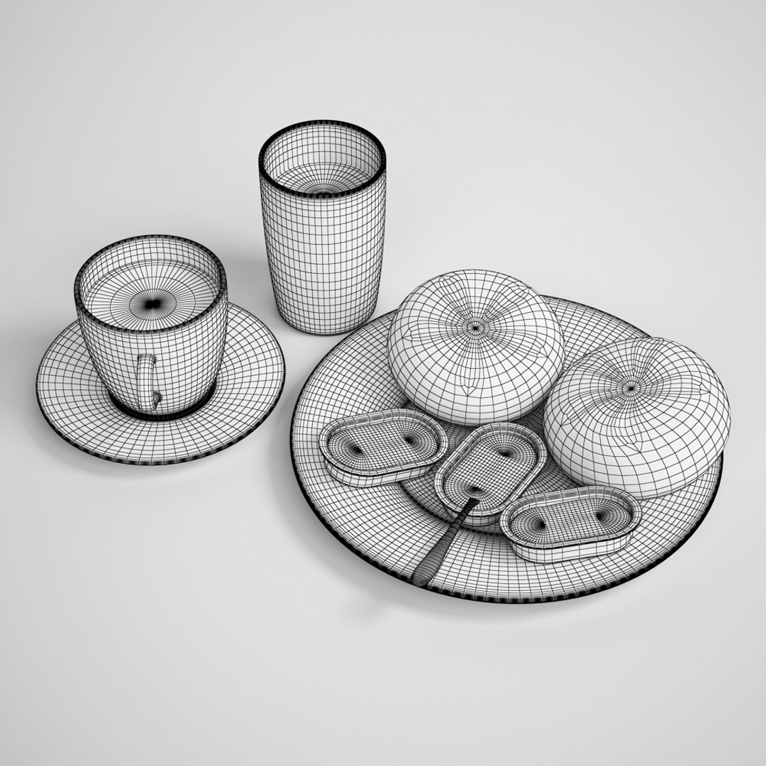 3d continental breakfast model