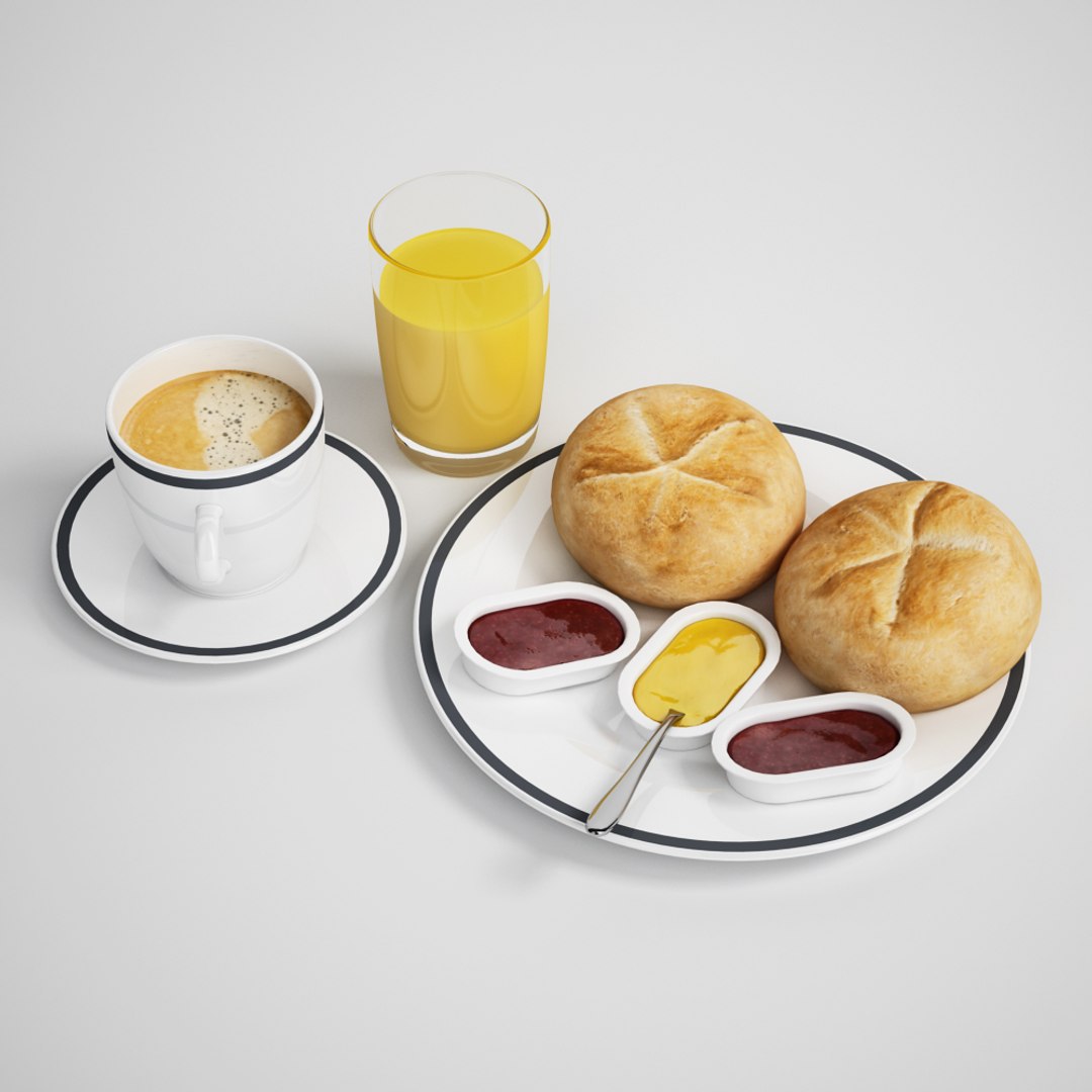 3d continental breakfast model