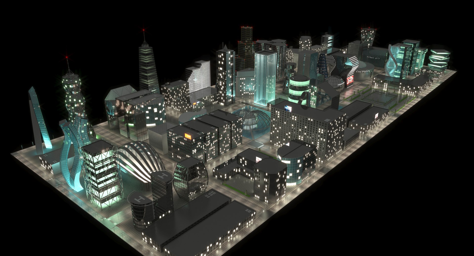 3D night city - TurboSquid 1260136