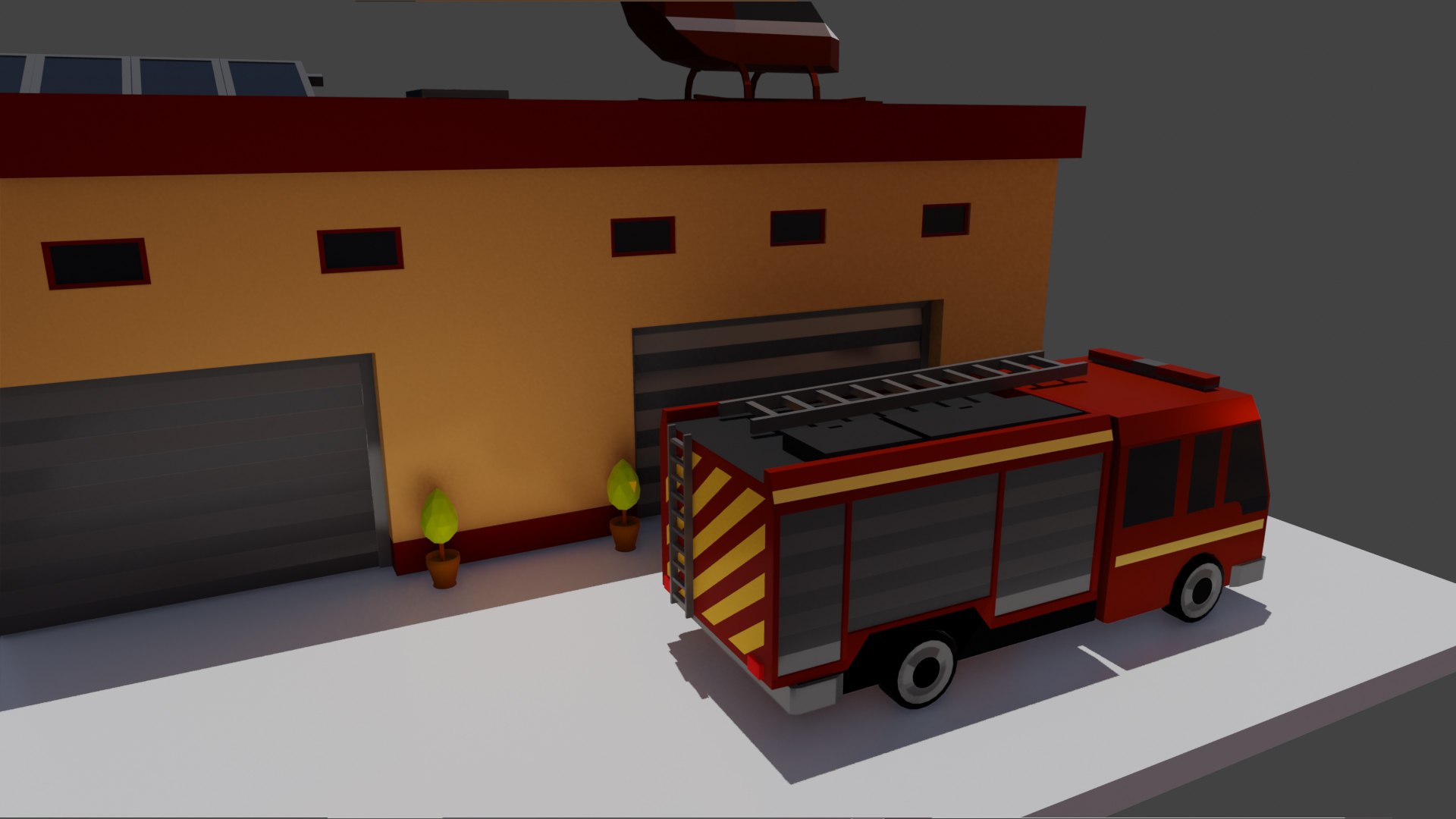 Low Poly Fire Station 3D Model - TurboSquid 2313350