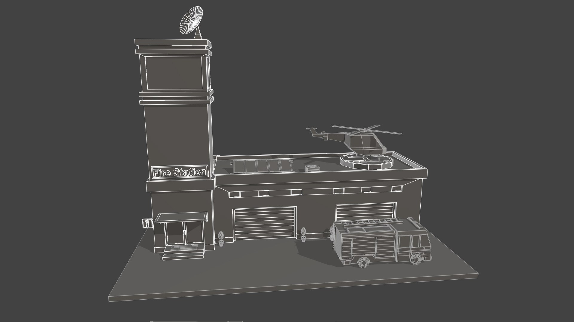 Low Poly Fire Station 3D Model - TurboSquid 2313350