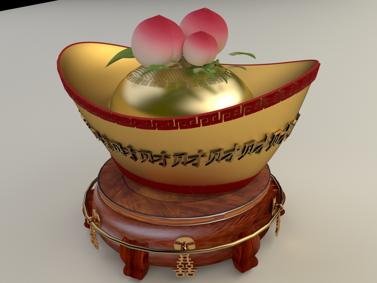 Chinese gold ingot 3D model - TurboSquid 1598503