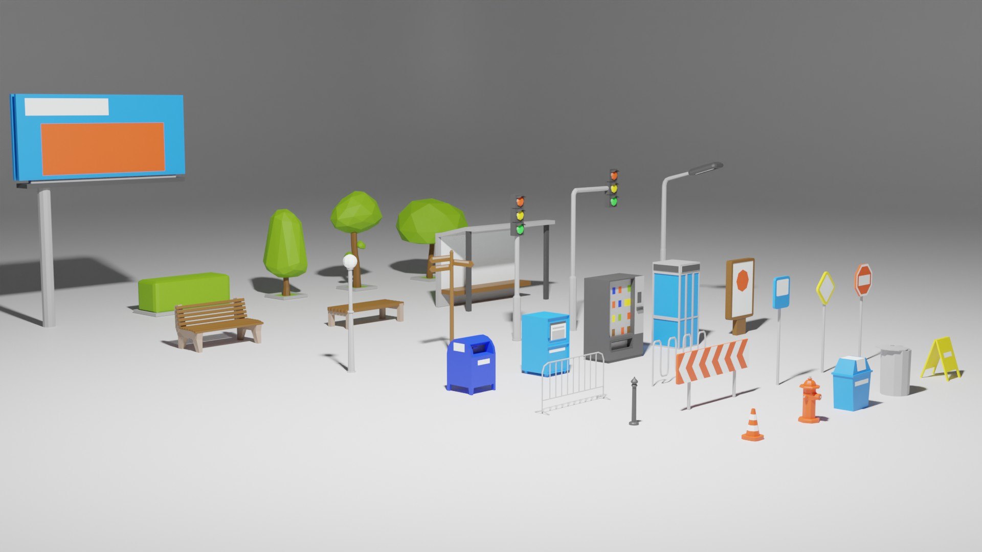 30 Low Poly Street Assets model - TurboSquid 1747219