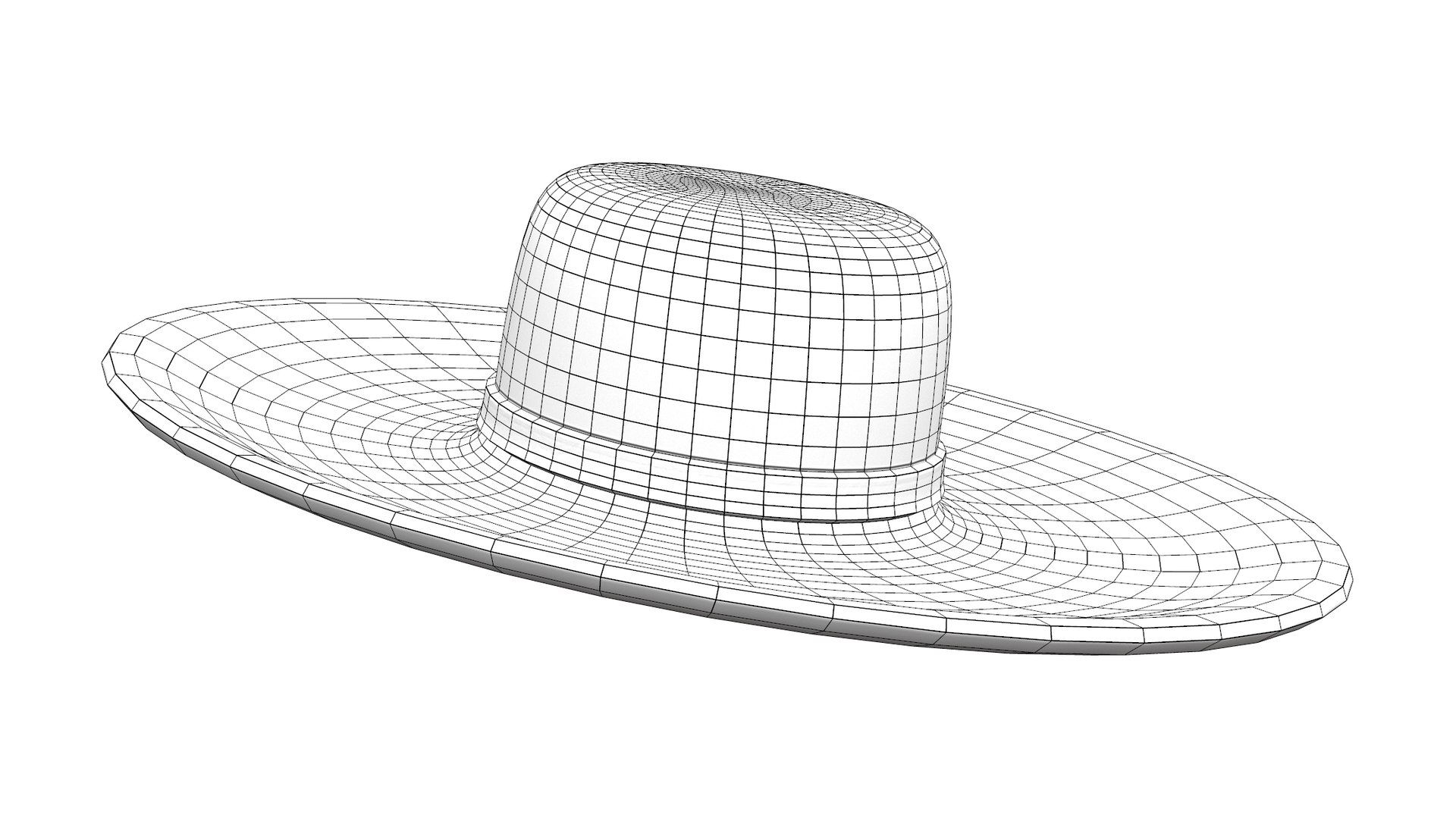3D Round Black Hat With Large Rim model - TurboSquid 1960499