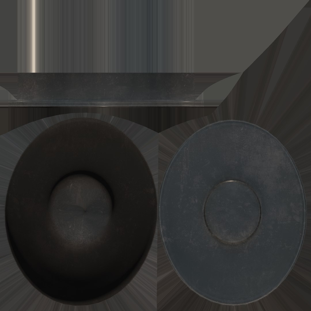 3D Round Black Hat With Large Rim model - TurboSquid 1960499