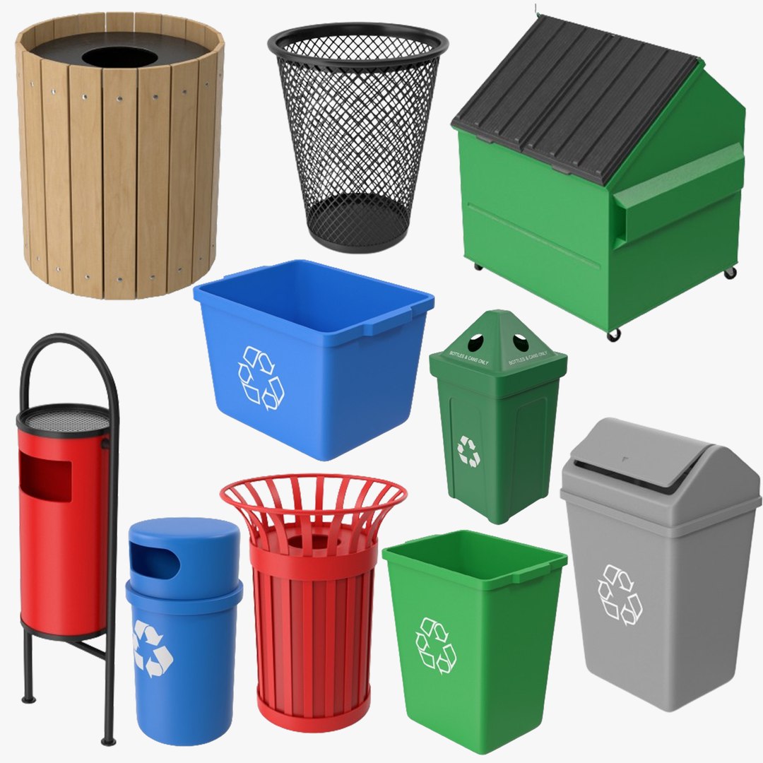 3D Trash Bin Containers Collection Model - TurboSquid 2270020