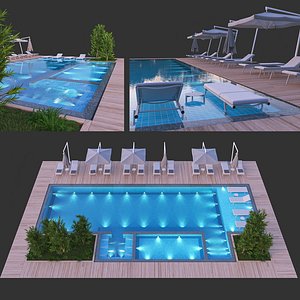 3D infinity swimming pool outdoor furniture model - TurboSquid 1505192