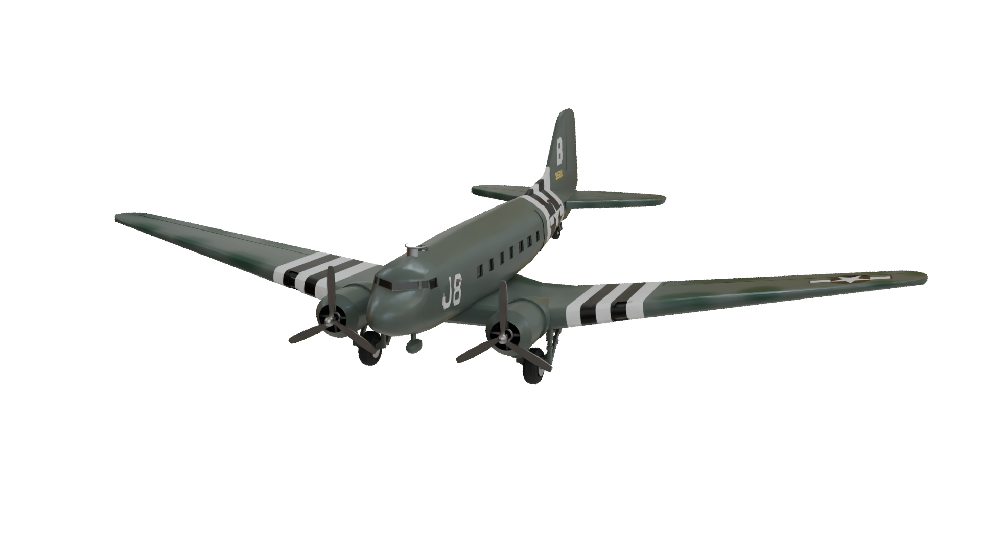 Douglas C47 Skytrain WWII Military Transport Aircraft 3D Model ...