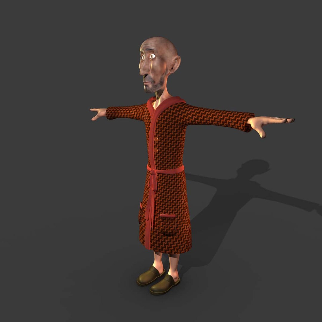 3d Old Uncle Character Human Model