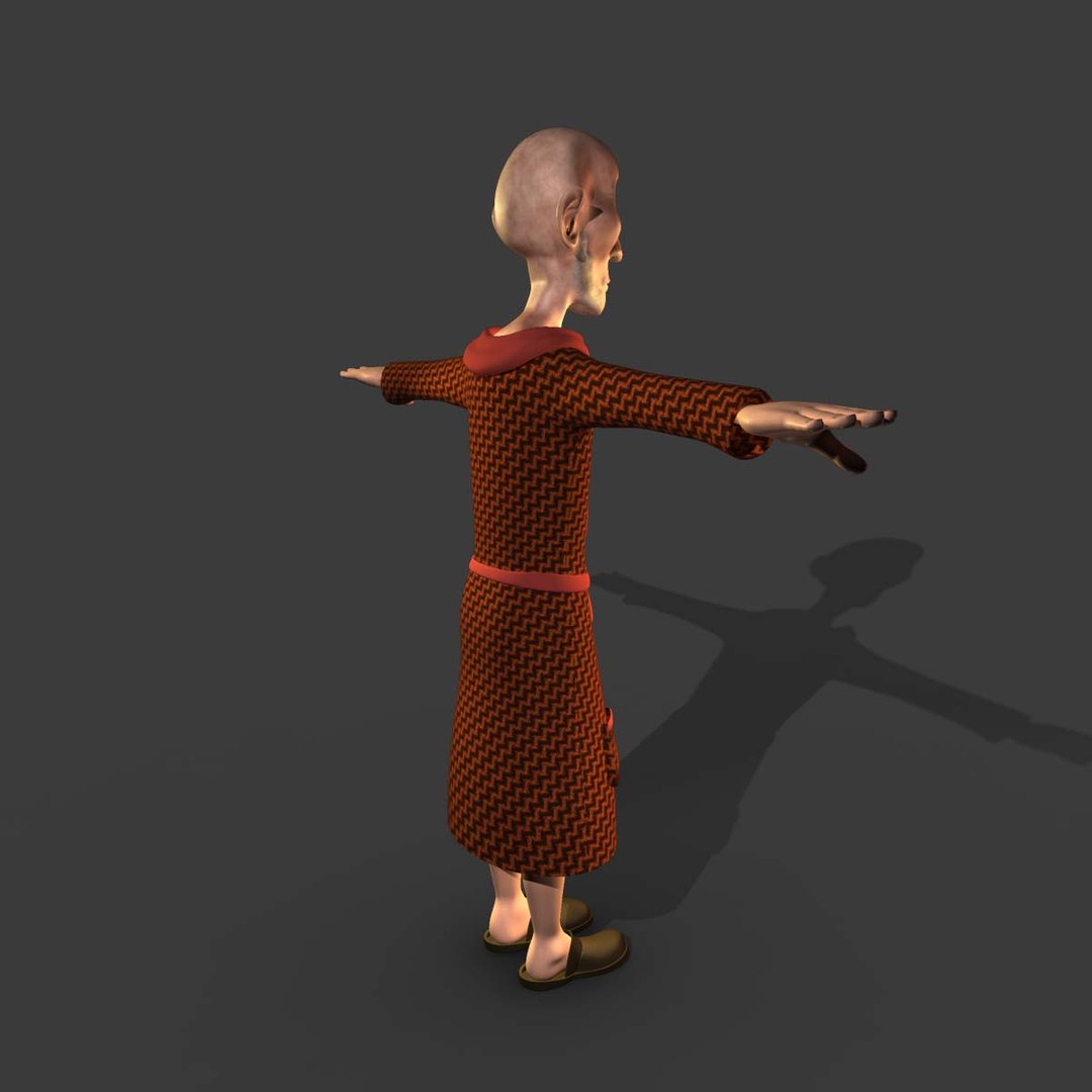 3d Old Uncle Character Human Model