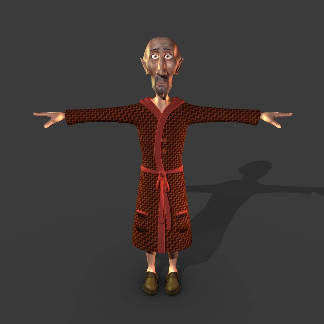 3d Old Uncle Character Human Model