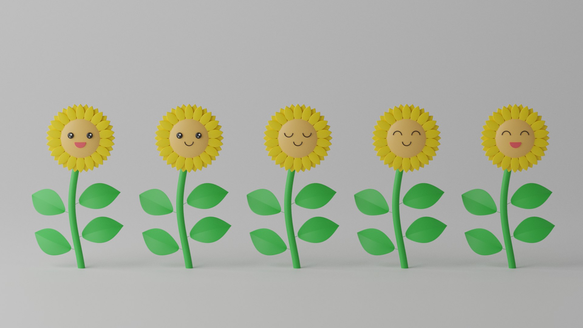 3D Model Cartoon Cute Sunflower Collection 1 - TurboSquid 2066802