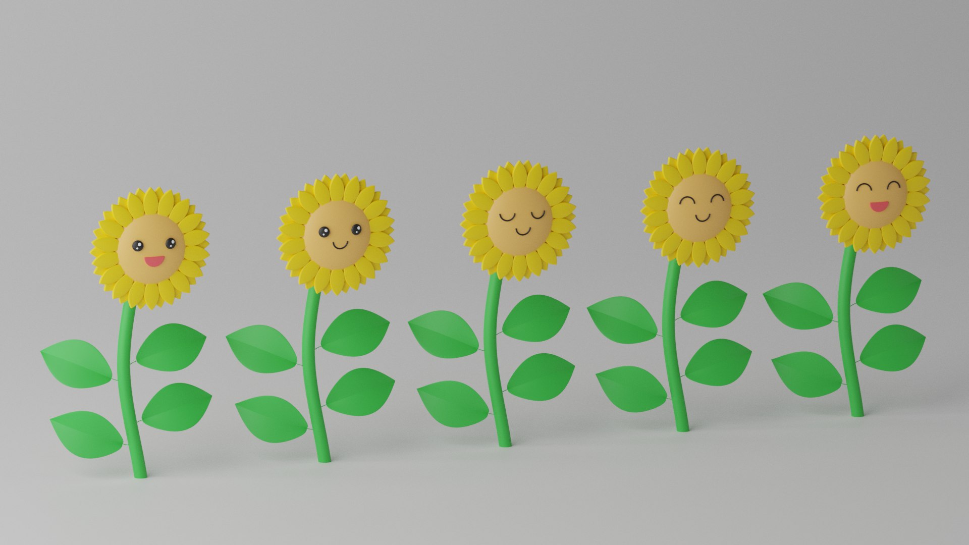 3D Model Cartoon Cute Sunflower Collection 1 - TurboSquid 2066802