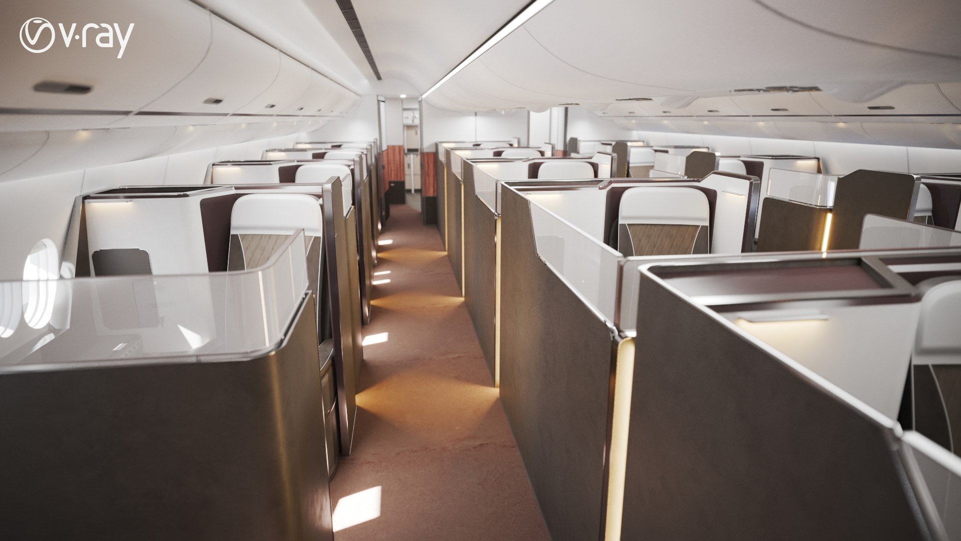 Modern Airplane Interior All Classes Cabin 3D Modell Vray Fstorm 3D ...