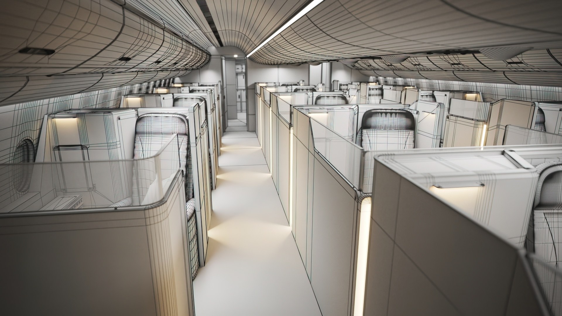 Modern Airplane Interior All Classes Cabin 3D Modell Vray Fstorm 3D ...