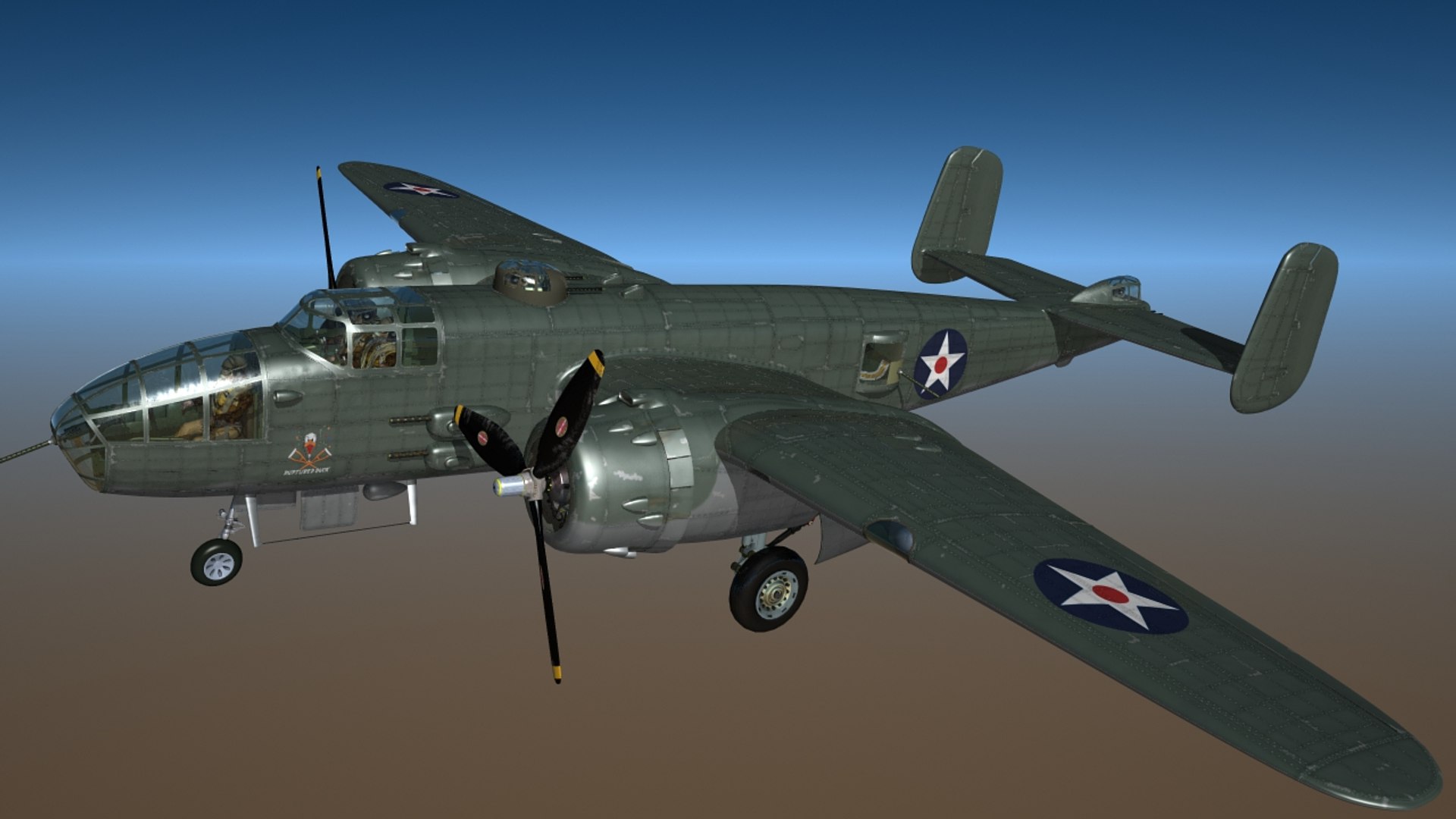 3d b25 michell bomber wwii aircraft
