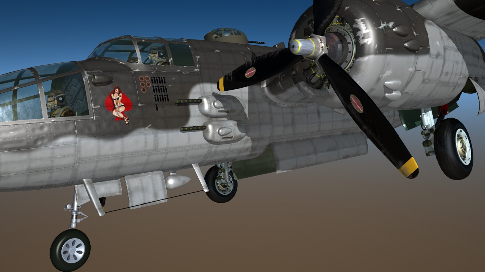 3d b25 michell bomber wwii aircraft