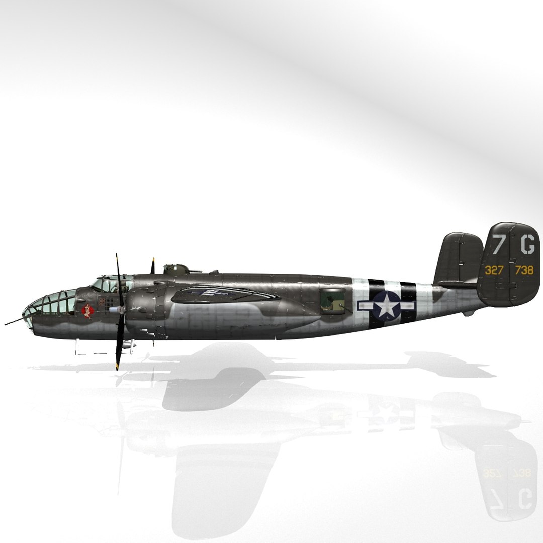3d B25 Michell Bomber Wwii Aircraft