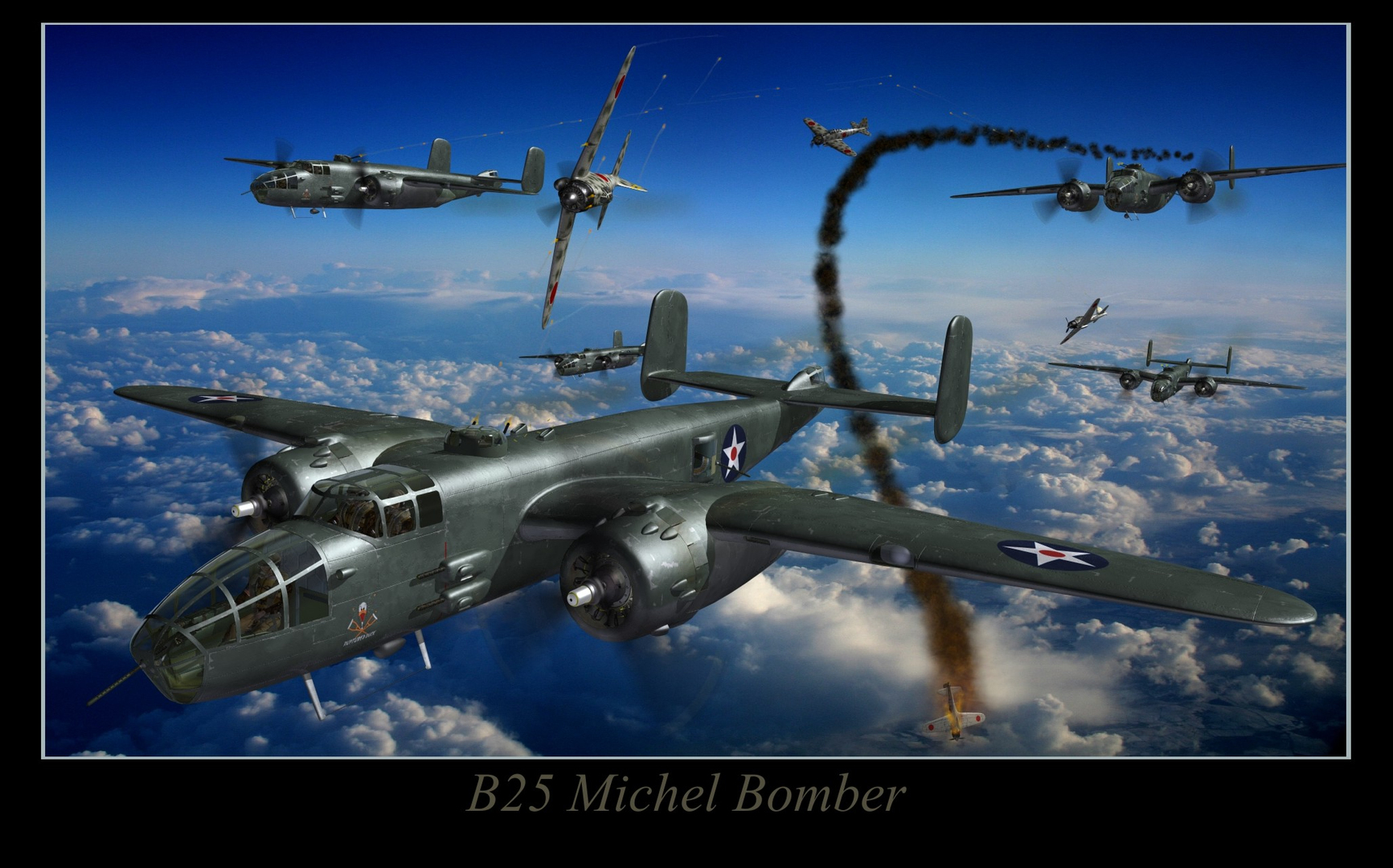 3d b25 michell bomber wwii aircraft