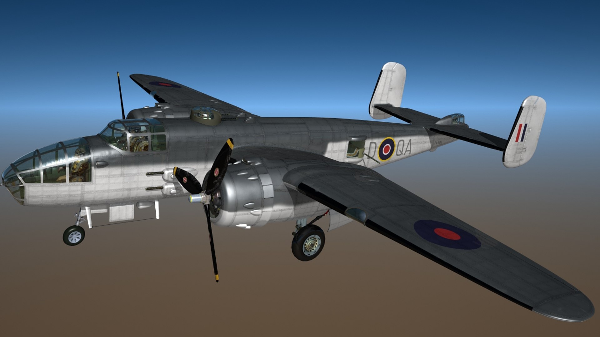 3d b25 michell bomber wwii aircraft