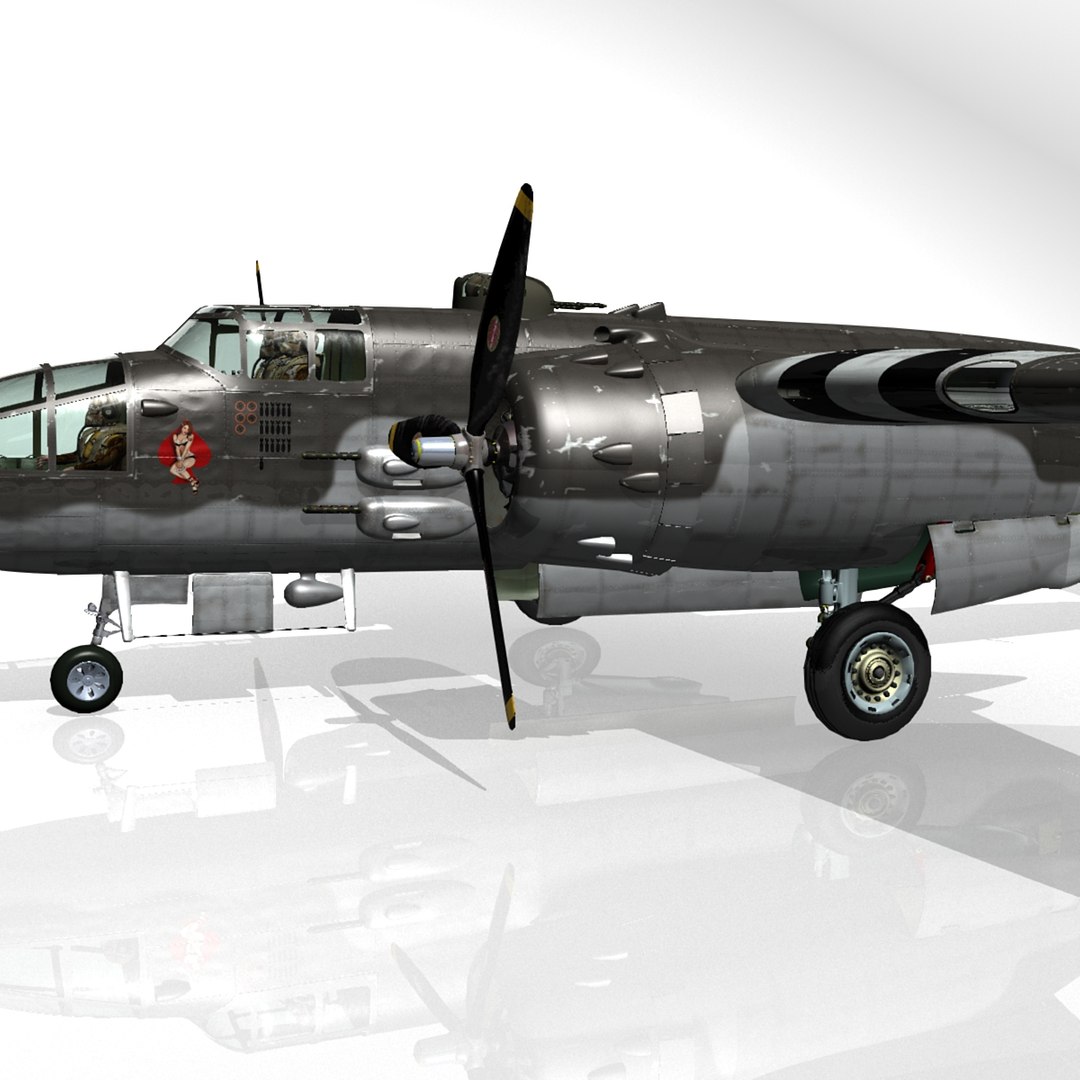 3d B25 Michell Bomber Wwii Aircraft