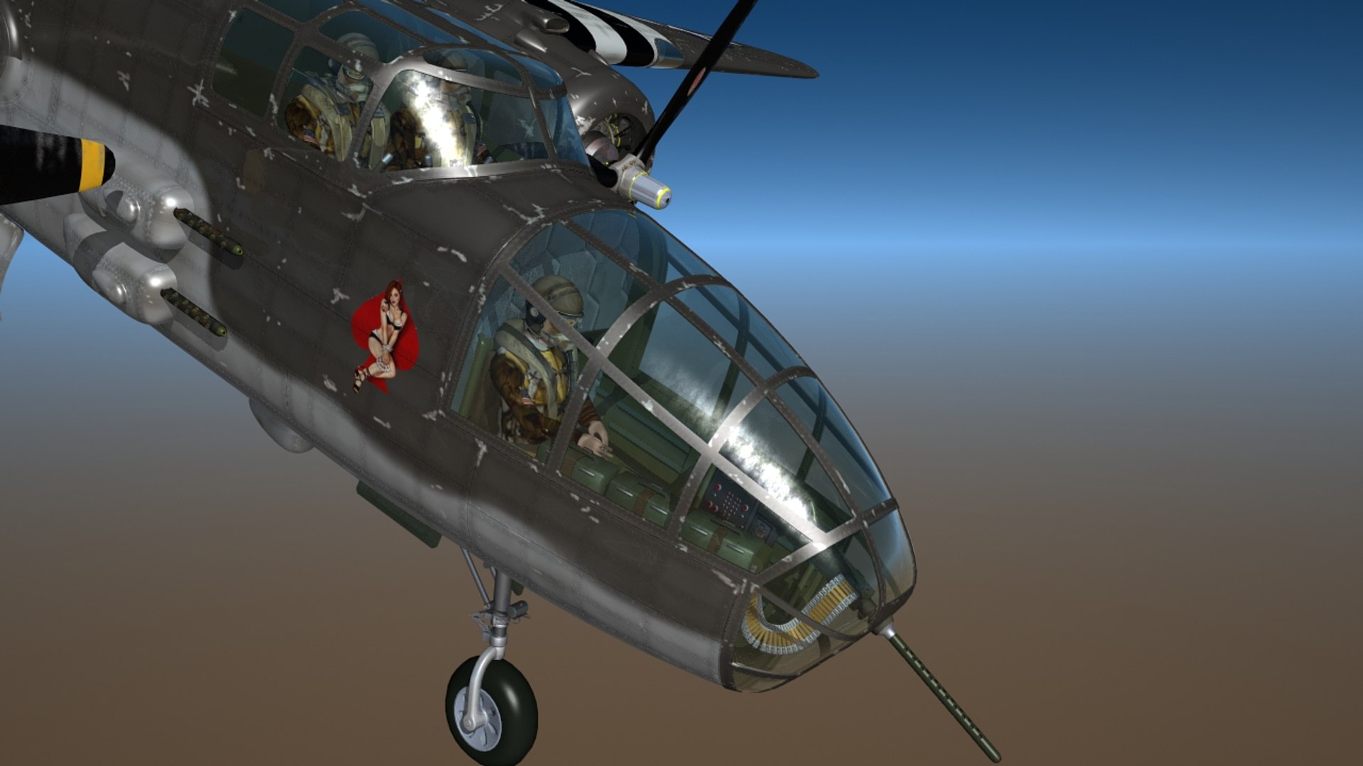3d b25 michell bomber wwii aircraft
