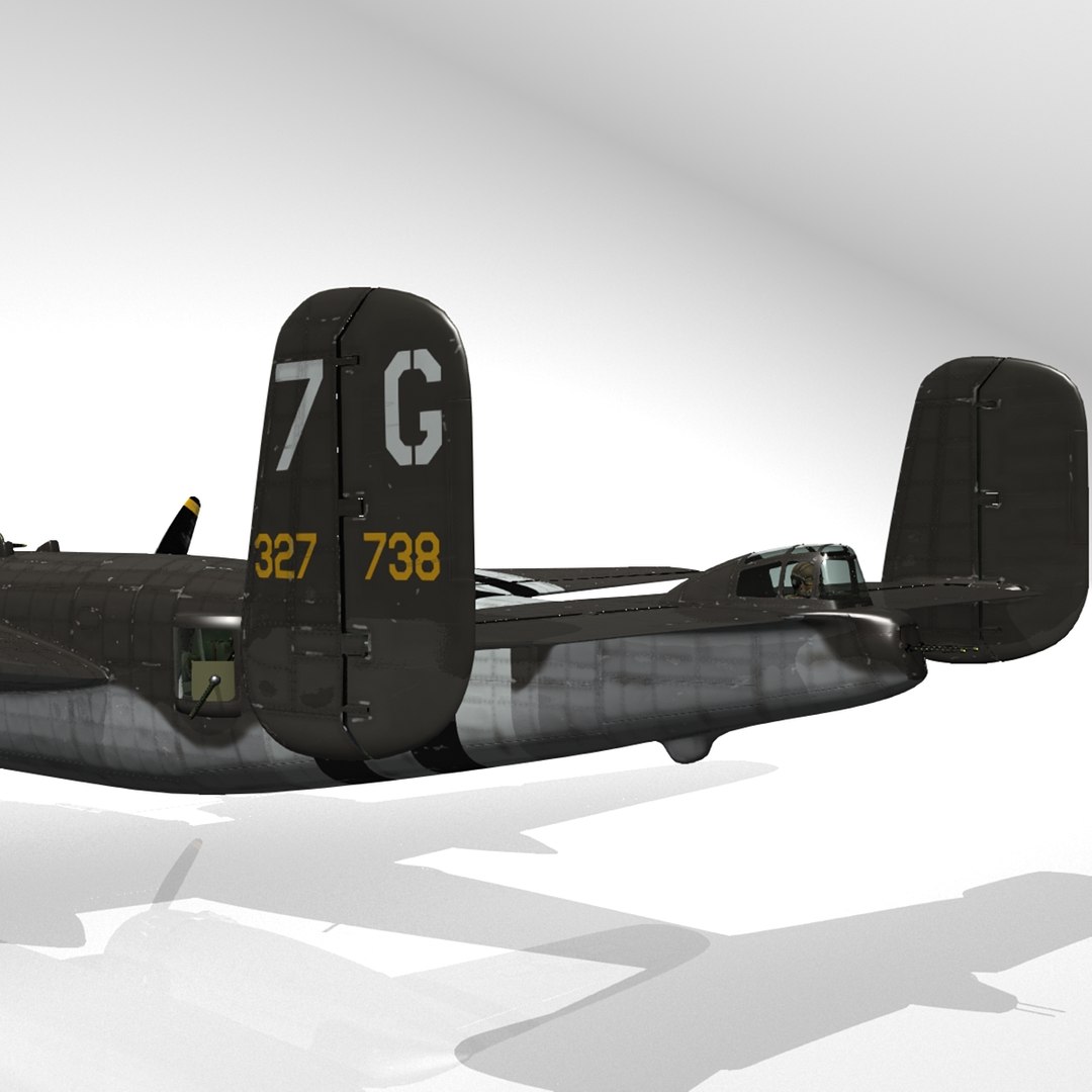 3d B25 Michell Bomber Wwii Aircraft