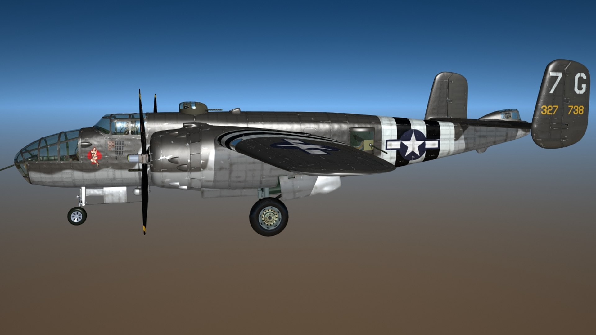 3d b25 michell bomber wwii aircraft