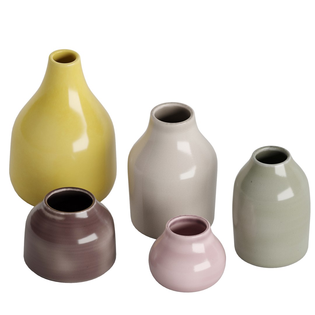 3D Kahler Botanica Mini Vase 5 Pack model - TurboSquid 2123458